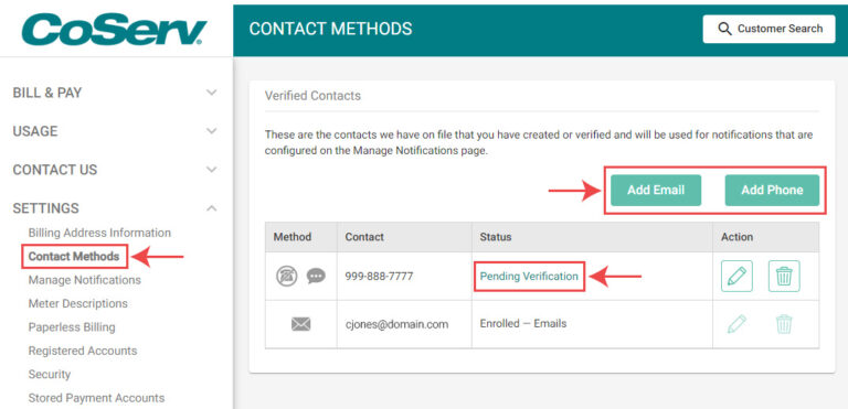 SmartHub: add email or phone number - CoServ.com
