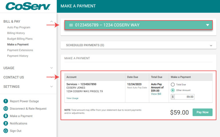 Set up a One-Time Payment - CoServ.com
