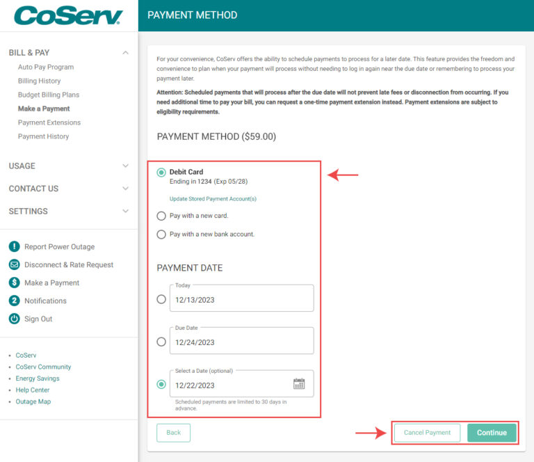 Set up a One-Time Payment - CoServ.com