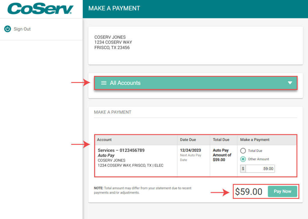 Set up a One-Time Payment - CoServ.com
