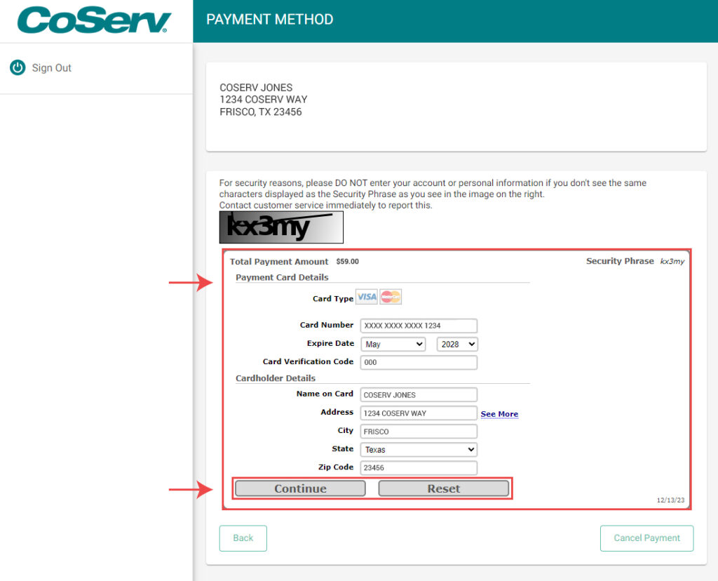 Set up a One-Time Payment - CoServ.com