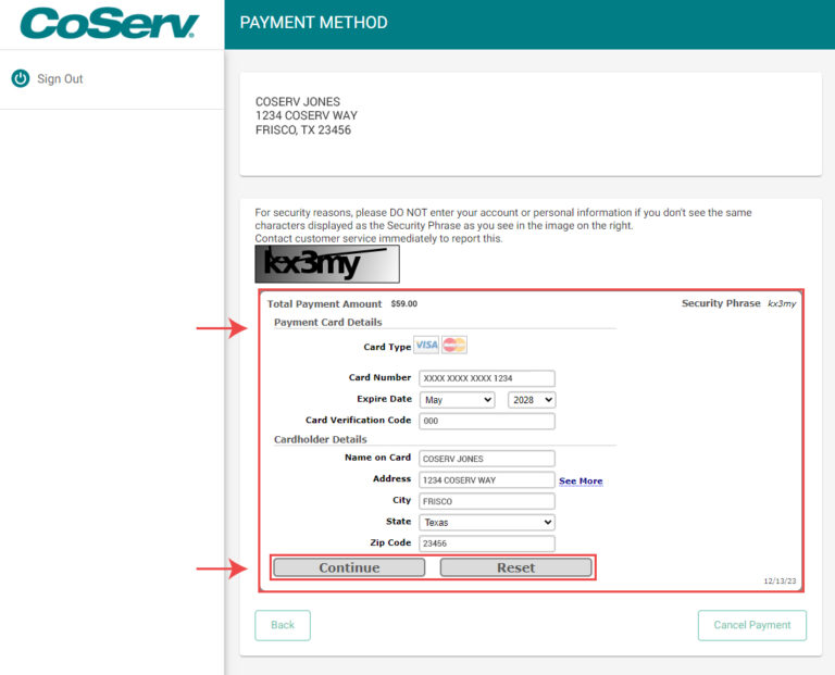Set up a One-Time Payment - CoServ.com